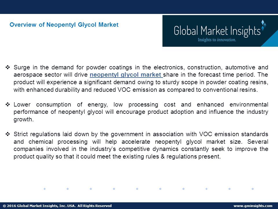 Neopentyl Glycol Npg Market Global Industry Analysis Neopentyl Glycol Npg Market Global Industry Analysis