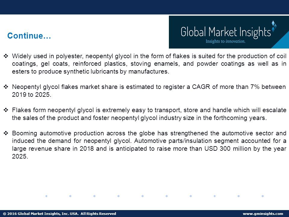 Neopentyl Glycol Npg Market Global Industry Analysis Neopentyl Glycol Npg Market Global Industry Analysis