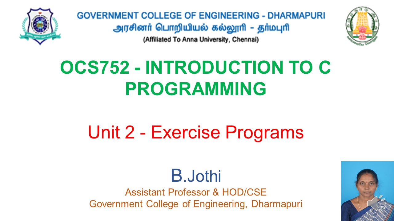 Ocs752 Introduction To C Programming Unit 2 Exercise Programs B