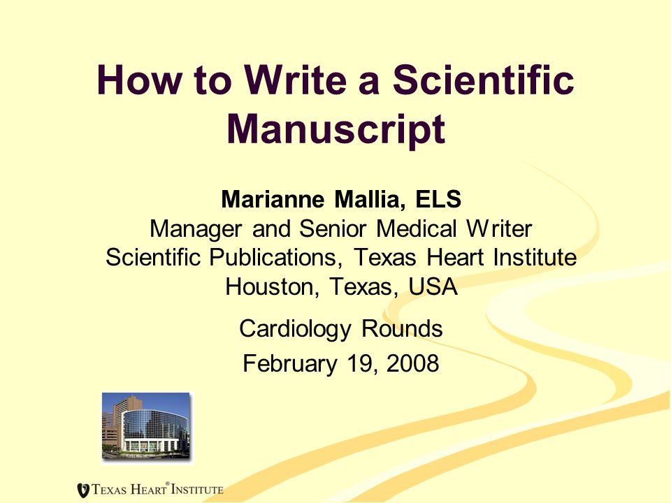 How To Write A Scientific Manuscript Marianne Mallia, Els Manager And