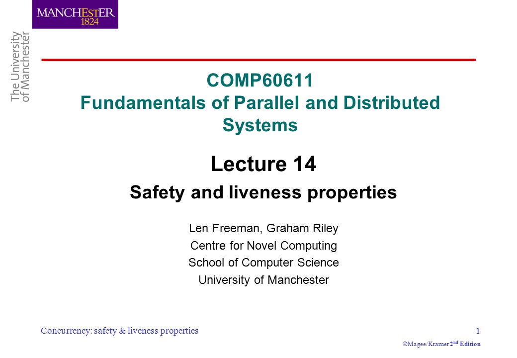 Concurrency Safety And Liveness Properties1 ©magee Kramer 2 Nd Edition Comp60611 Fundamentals Of