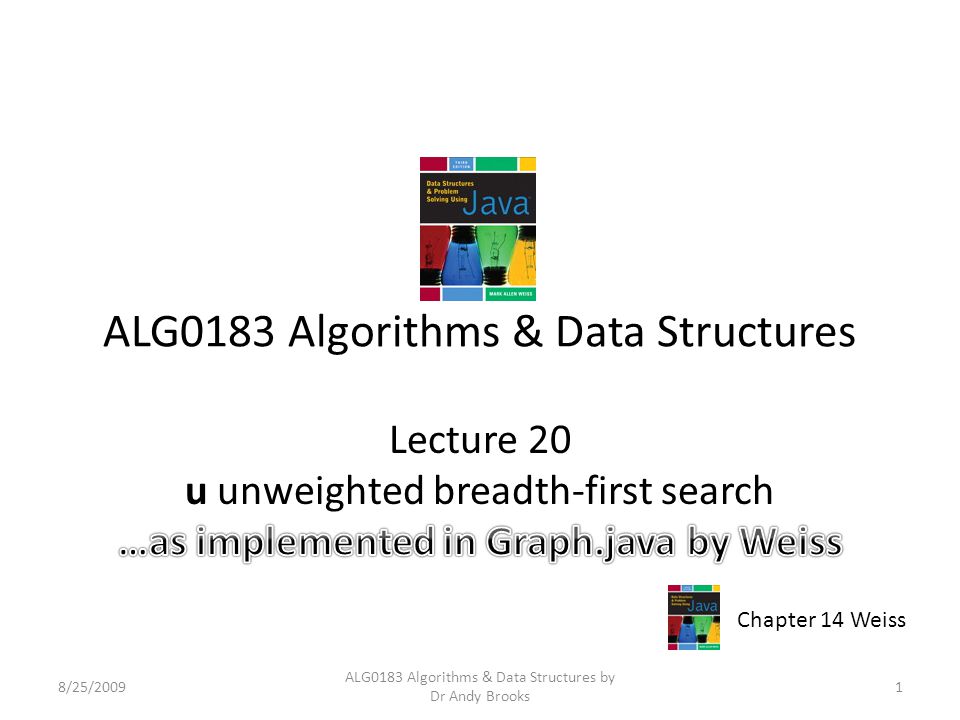 Alg0183 Algorithms And Data Structures Lecture 20 U Unweighted Breadth