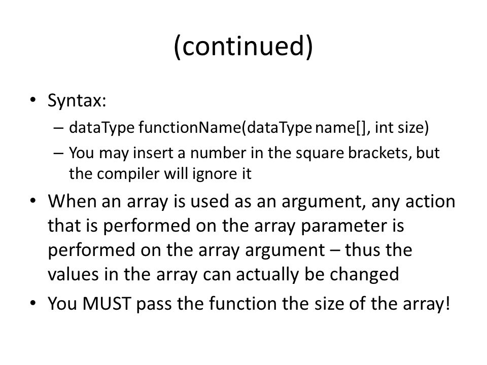 Arrays In Functions Indexed Variables As Function Arguments An Indexed