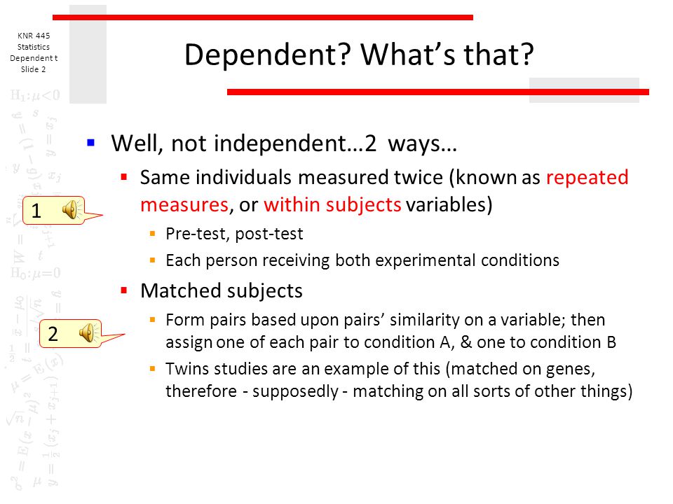 Dependent t-tests When the two samples are correlated (i.e. not ... Dependent t-tests When the two samples are correlated (i.e. not ...