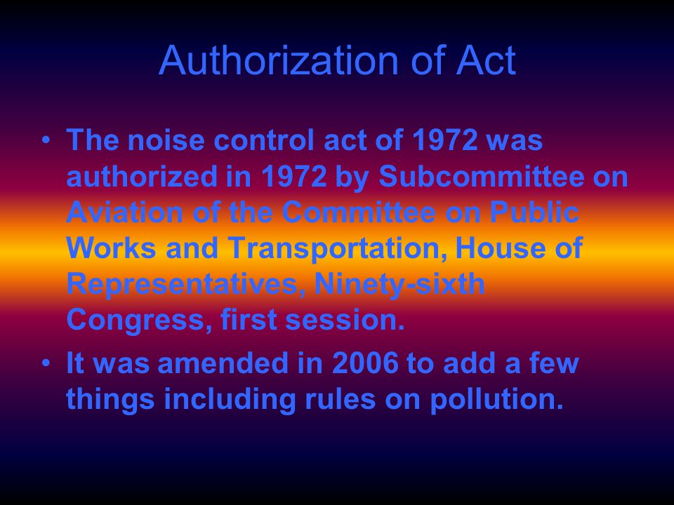 Noise Pollution Control Act