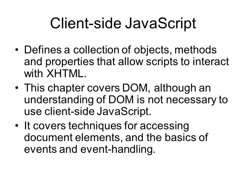 Javascript Javascript And Html Text Chapter 4 Client Side Javascript 