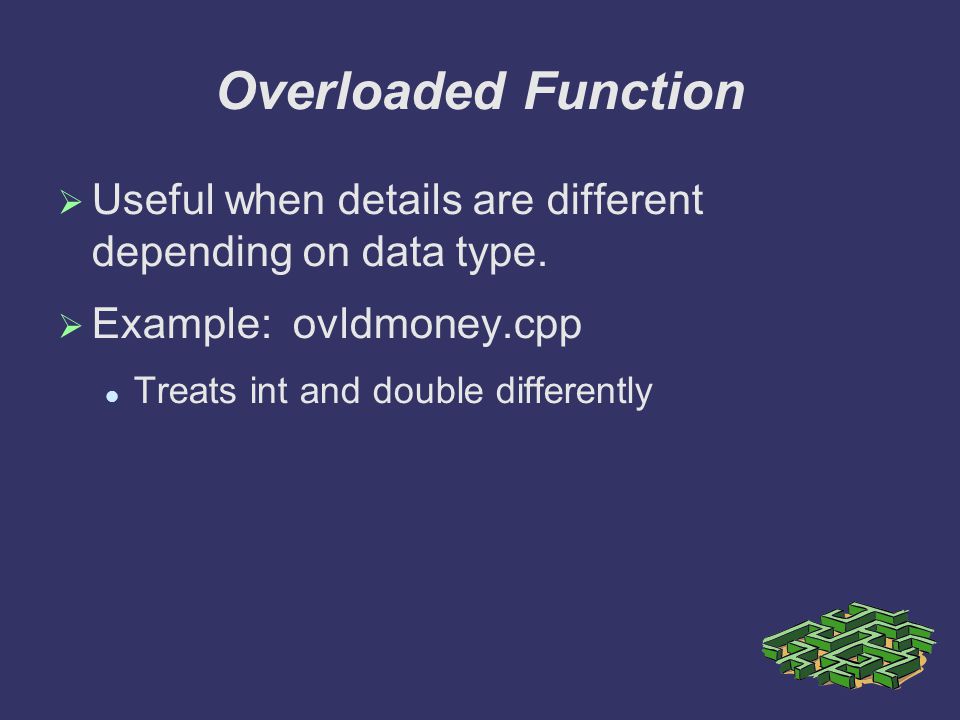 Function Overloading Overloading Using Same Name For More Than One