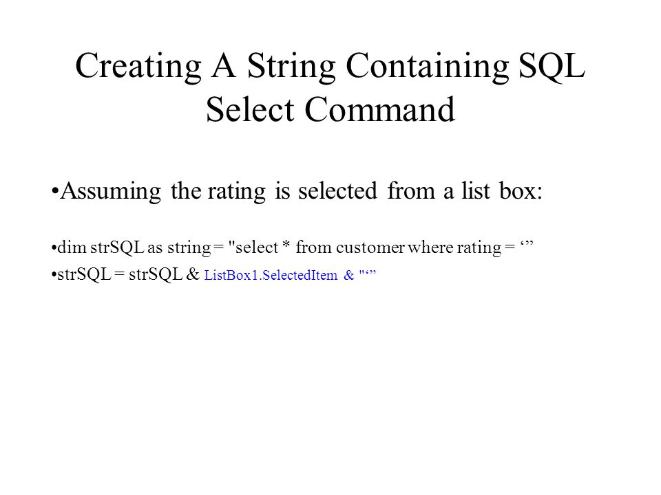 Introduction To Structured Query Language Sql Sql Select Command