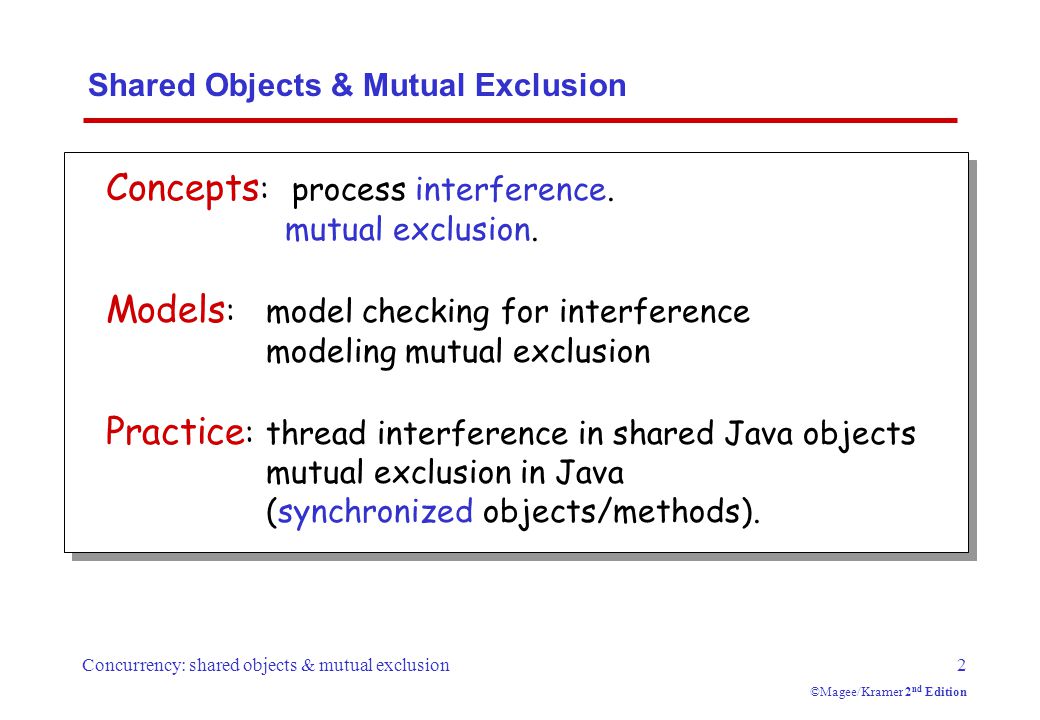 Concurrency Shared Objects And Mutual Exclusion1 ©magee Kramer 2 Nd Edition Chapter 4 Shared