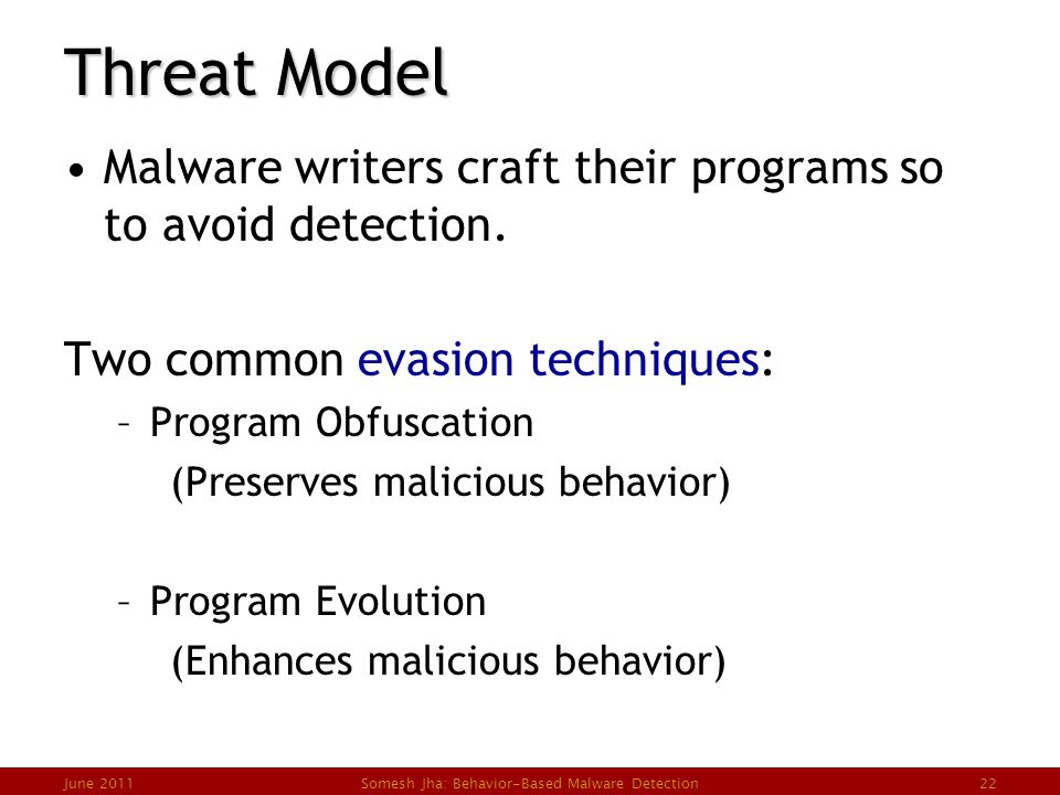 Behavior-based Malware Detection Somesh Jha University Of Wisconsin