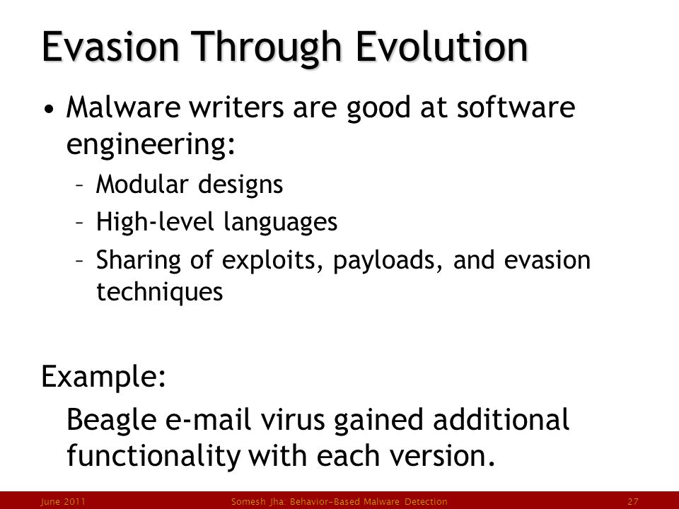 Behavior-based Malware Detection Somesh Jha University Of Wisconsin
