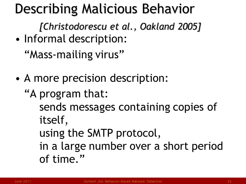 Behavior-based Malware Detection Somesh Jha University Of Wisconsin