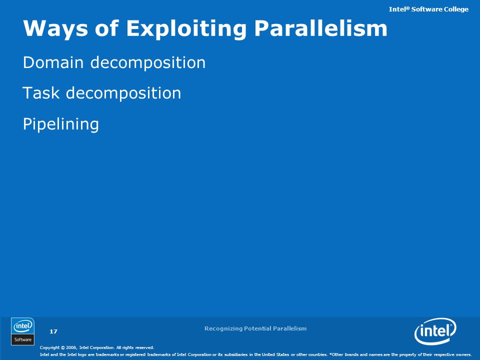 Recognizing Potential Parallelism Intel Software College Introduction To Parallel Programming
