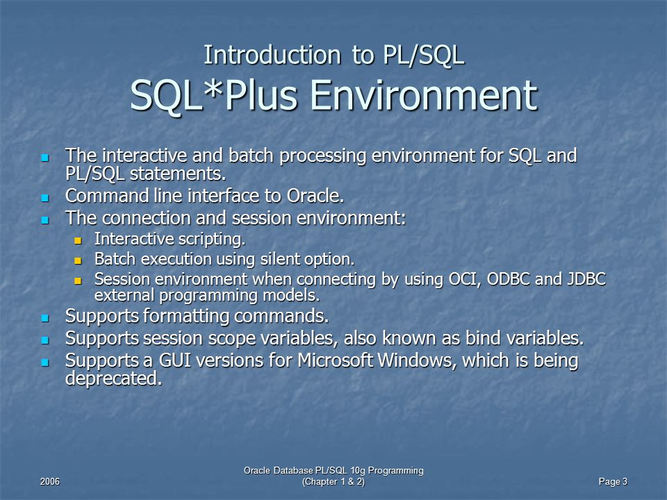 Introduction To Plsql Oracle Database Plsql 10g Programming Chapter 1