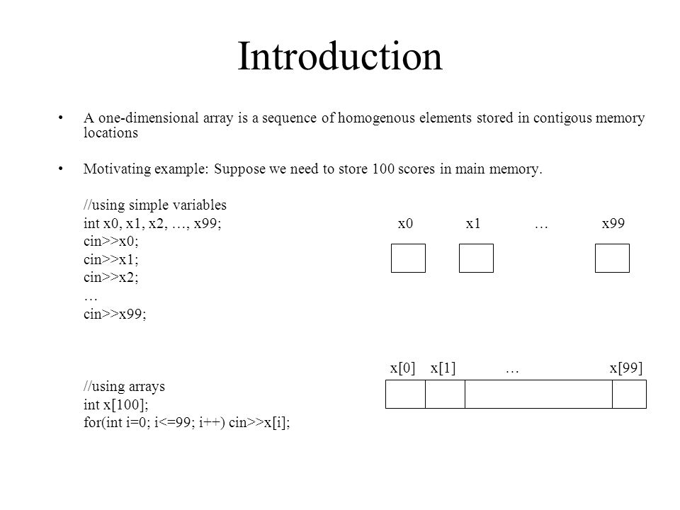 One Dimensional Arrays Introduction A One Dimensional Array Is A 7447