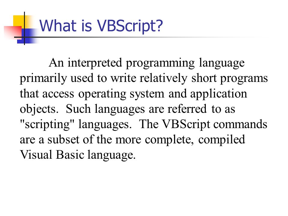 Intro To Vbscript Variables And Assignment What Is Vbscript An