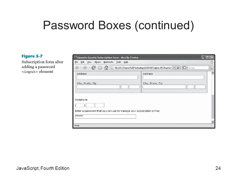 Javascript, Fourth Edition Chapter 5 Validating Form Data With