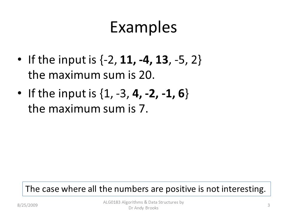 Alg0183 Algorithms And Data Structures Lecture 6 The Maximum Contiguous