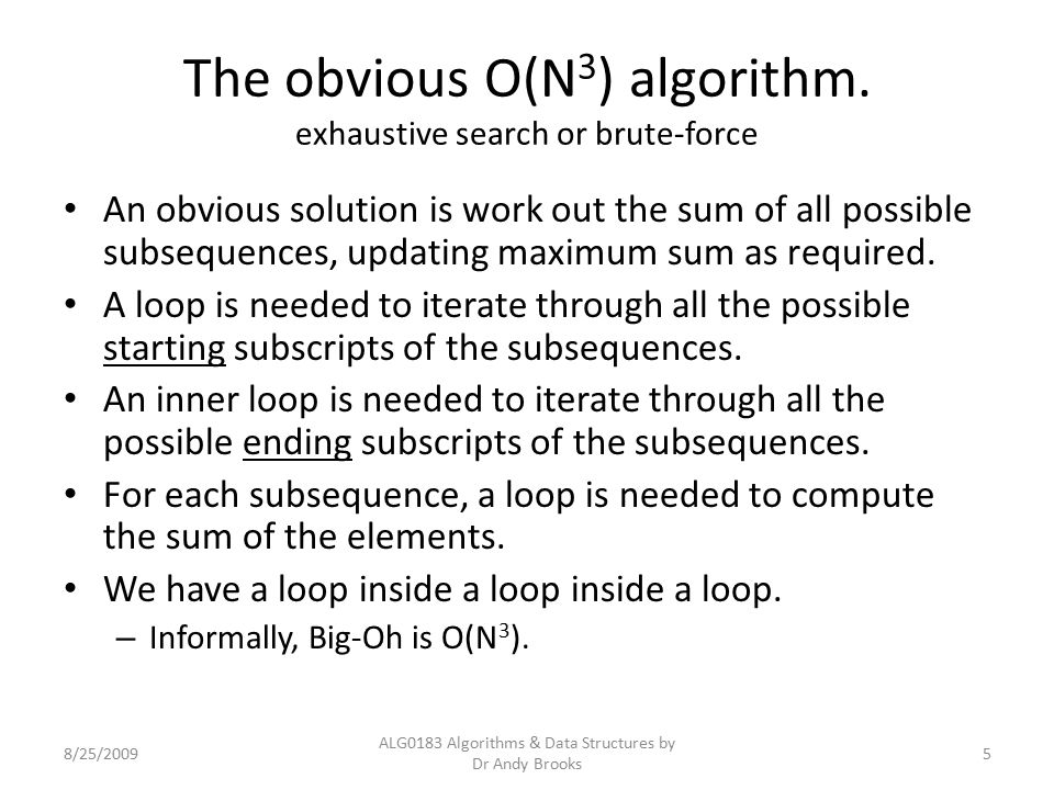 Alg0183 Algorithms And Data Structures Lecture 6 The Maximum Contiguous 