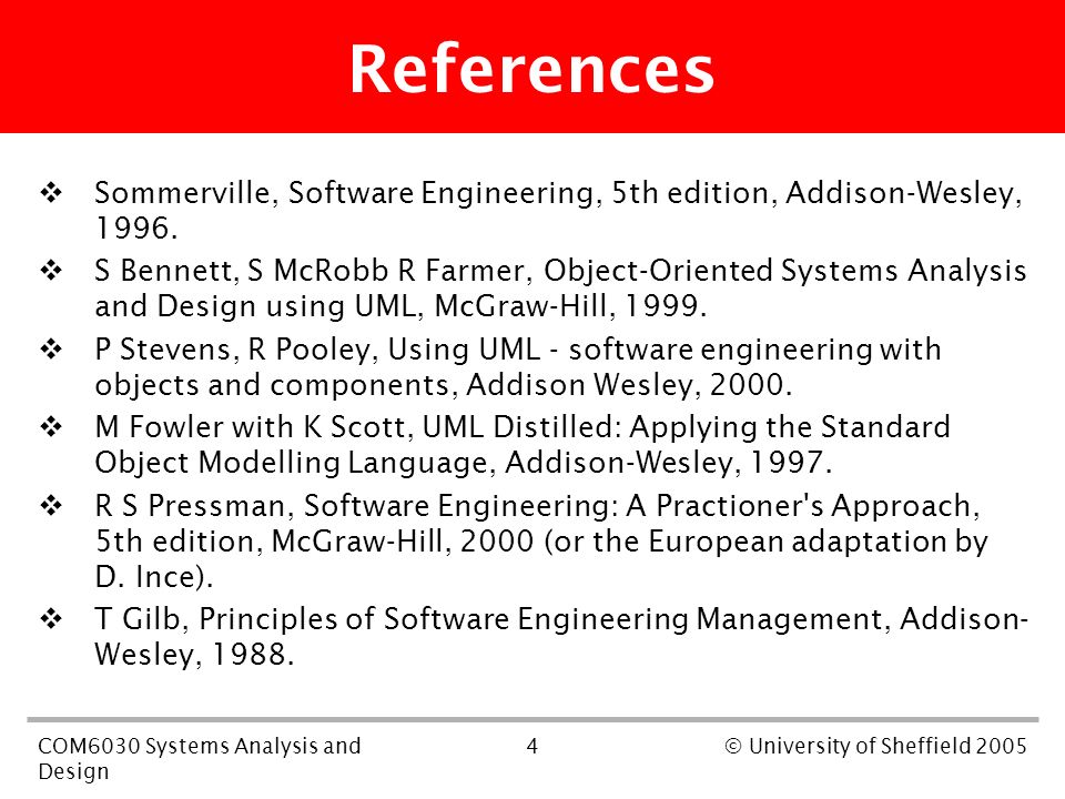 1com6030 Systems Analysis And Design © University Of Sheffield 2005 Com 6030 Software Analysis