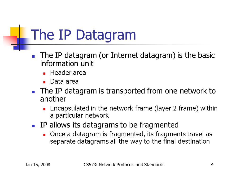 Jan 15 2008cs573 Network Protocols And Standards1 The Internet