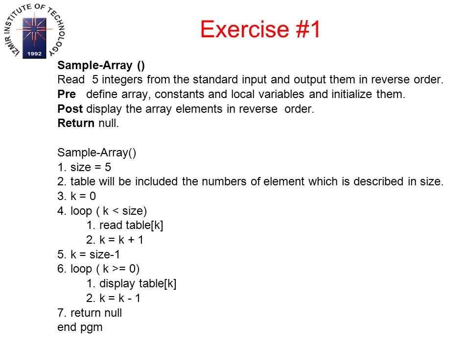 Introduction To Computer Algorithmics And Programming Ceng 113 Arrays