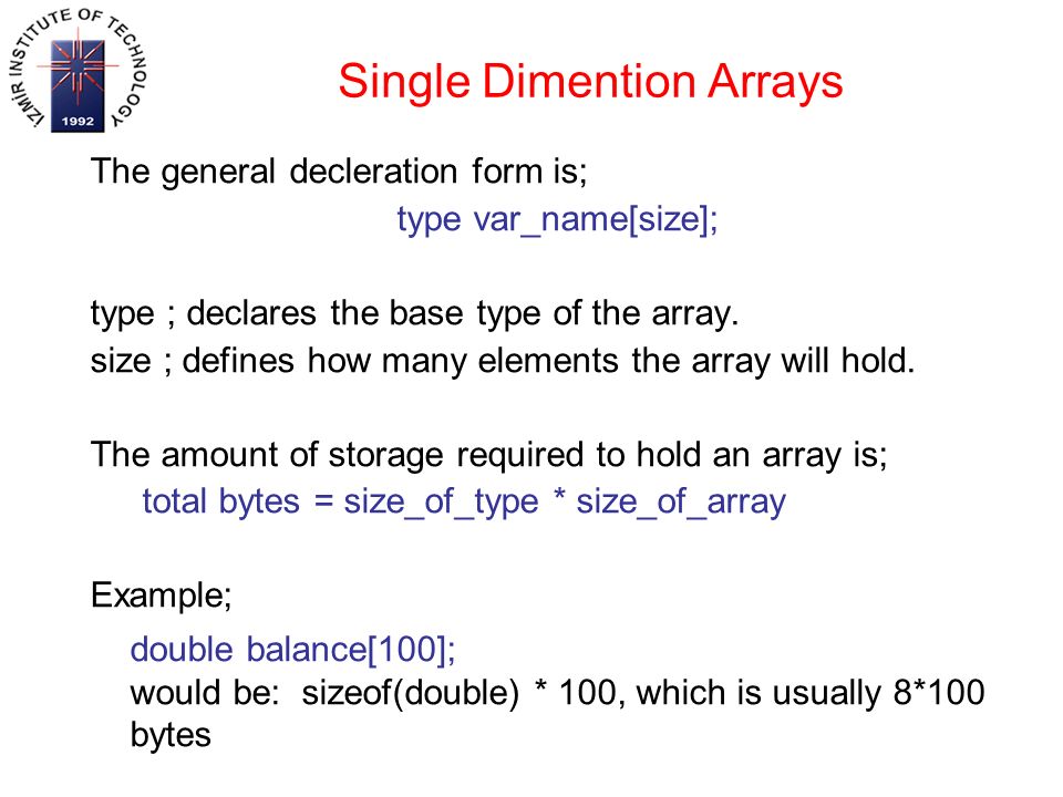 Introduction To Computer Algorithmics And Programming Ceng 113 Arrays