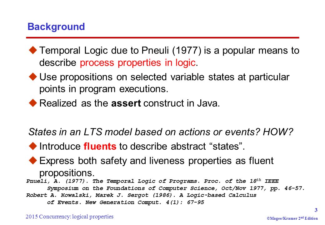 2015 Concurrency Logical Properties 1 ©magee Kramer 2 Nd Edition Chapter 14 Logical Properties