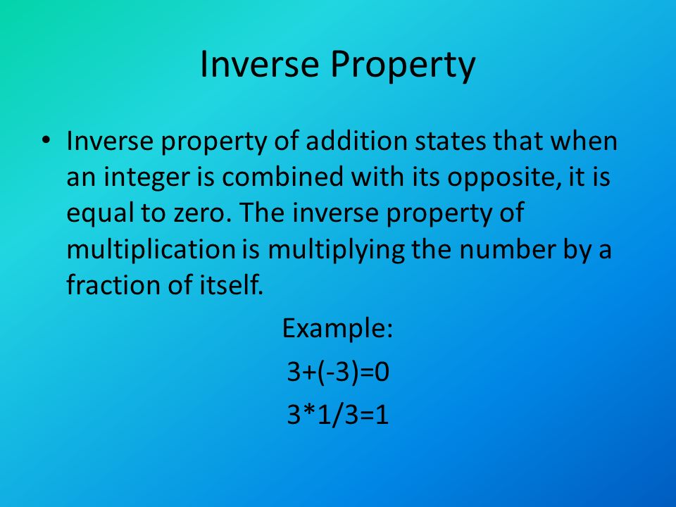 Example Of Inverse Property Of Multiplication
