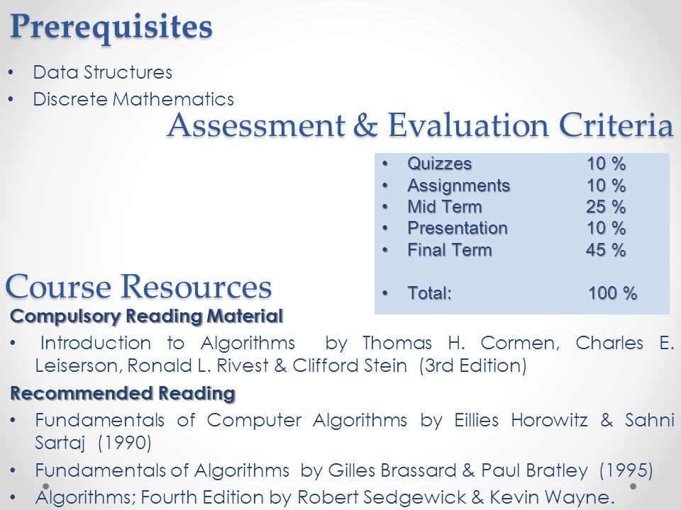 Fundamentals Of Algorithms Mcs 2 Lecture 1 Introduction Ppt Download