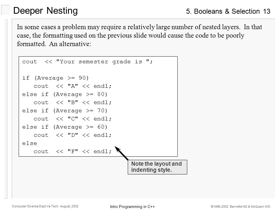 5 Booleans And Selection Intro Programming In C Computer Science Dept