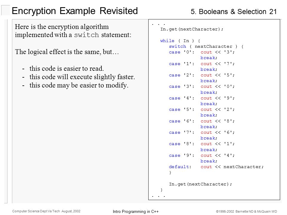 5 Booleans And Selection Intro Programming In C Computer Science Dept