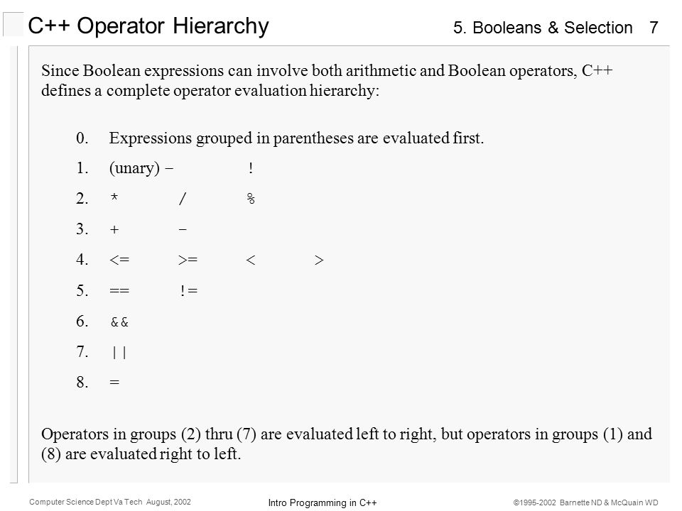 5 Booleans And Selection Intro Programming In C Computer Science Dept