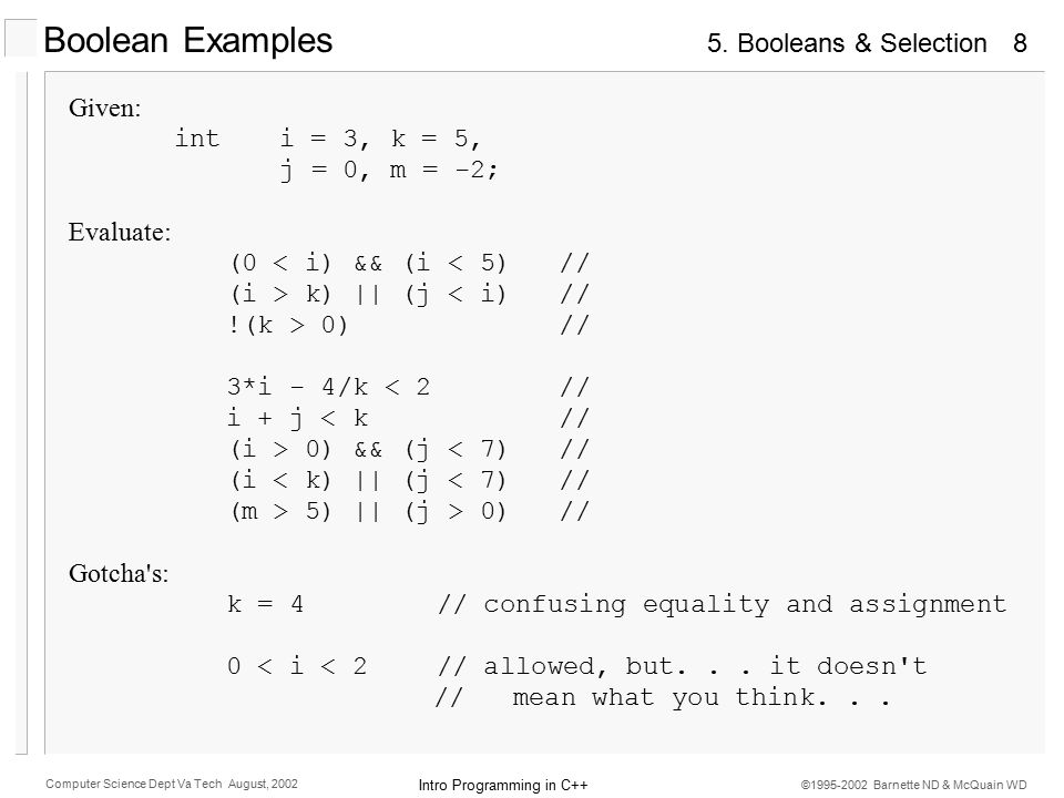 5 Booleans And Selection Intro Programming In C Computer Science Dept