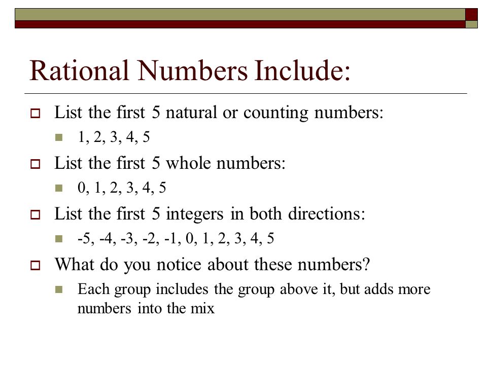 List Of Rational Numbers