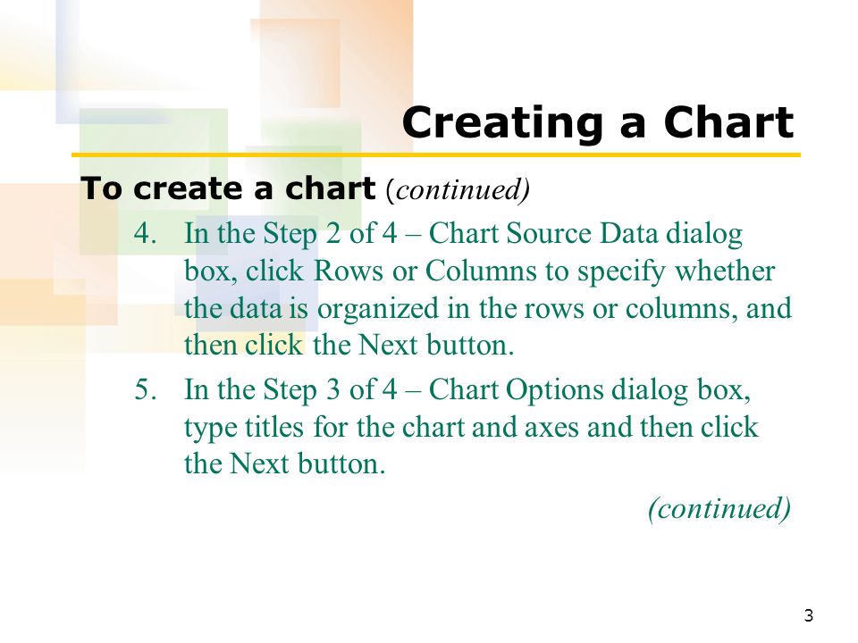 1 After Completing This Lesson, You Will Be Able To: Create Charts