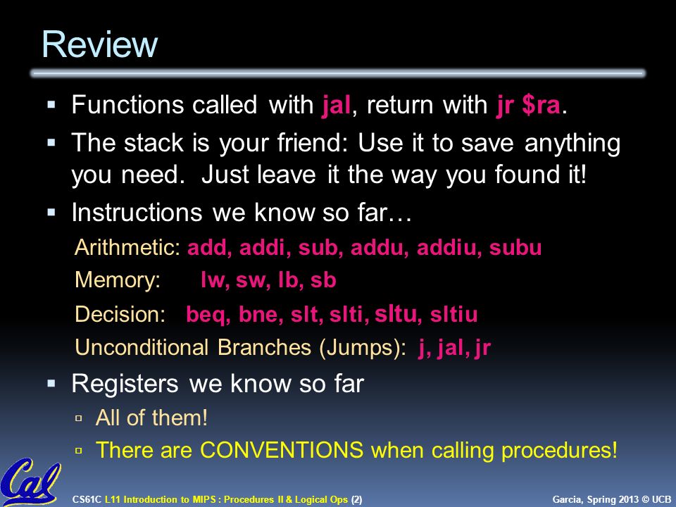 ~cs61c Ucb Cs61c Machine Structures Lecture 11