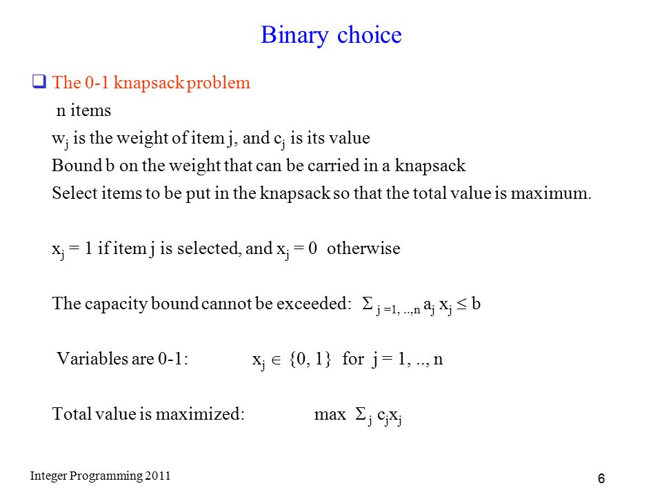 Chapter 1 Formulations 1 Integer Programming Mixed Integer