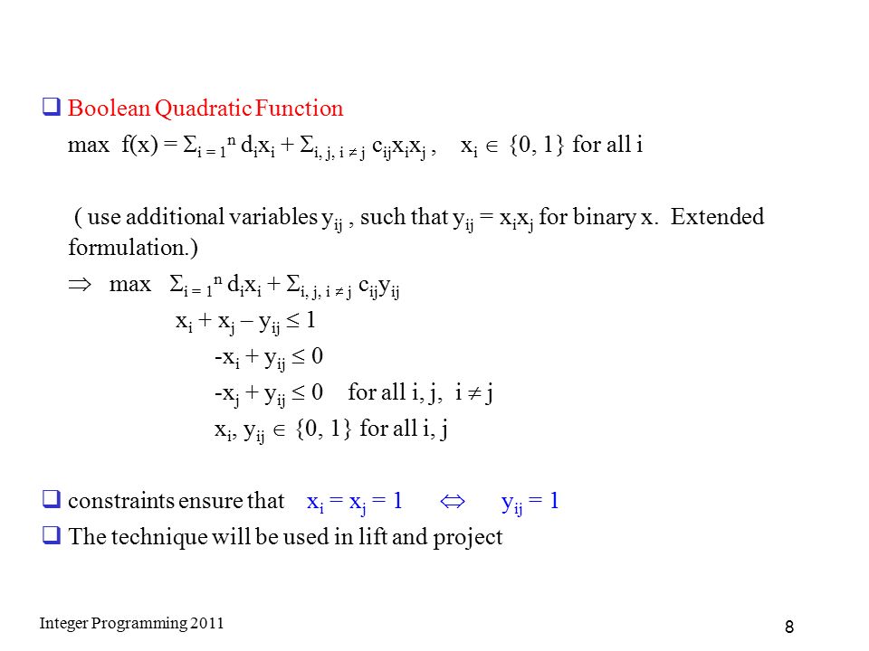 Chapter 1 Formulations 1 Integer Programming Mixed Integer