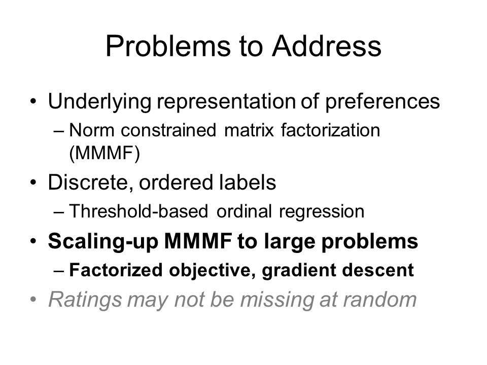 Fast Maximum Margin Matrix Factorization For Collaborative Prediction Jason Rennie Mit Nati