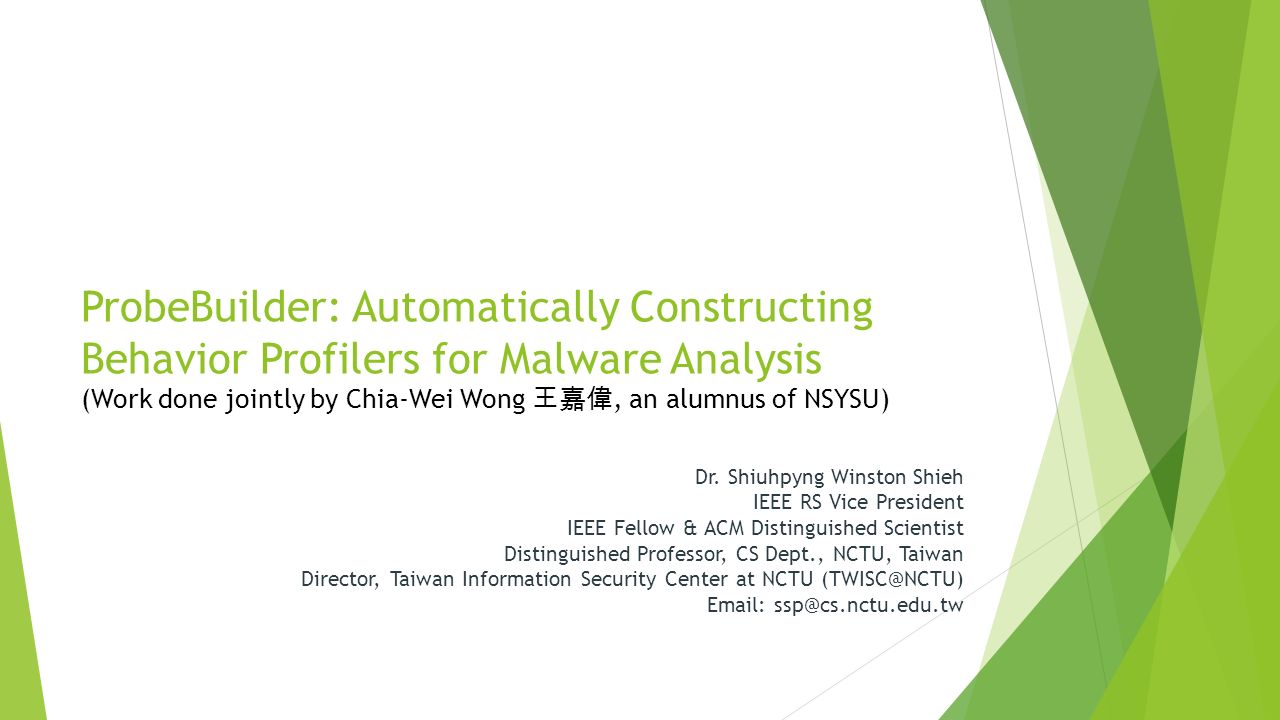 Probebuilder Automatically Constructing Behavior Profilers For Malware