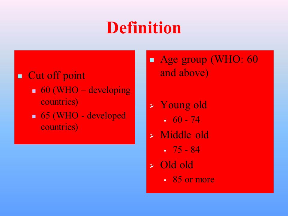 Age Cohort Definition Age Cohort Definition