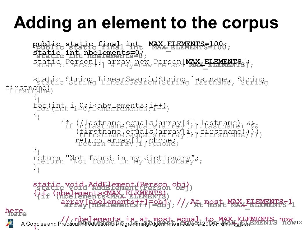 1 A Concise And Practical Introduction To Programming Algorithms In Java © 2009 Frank Nielsen