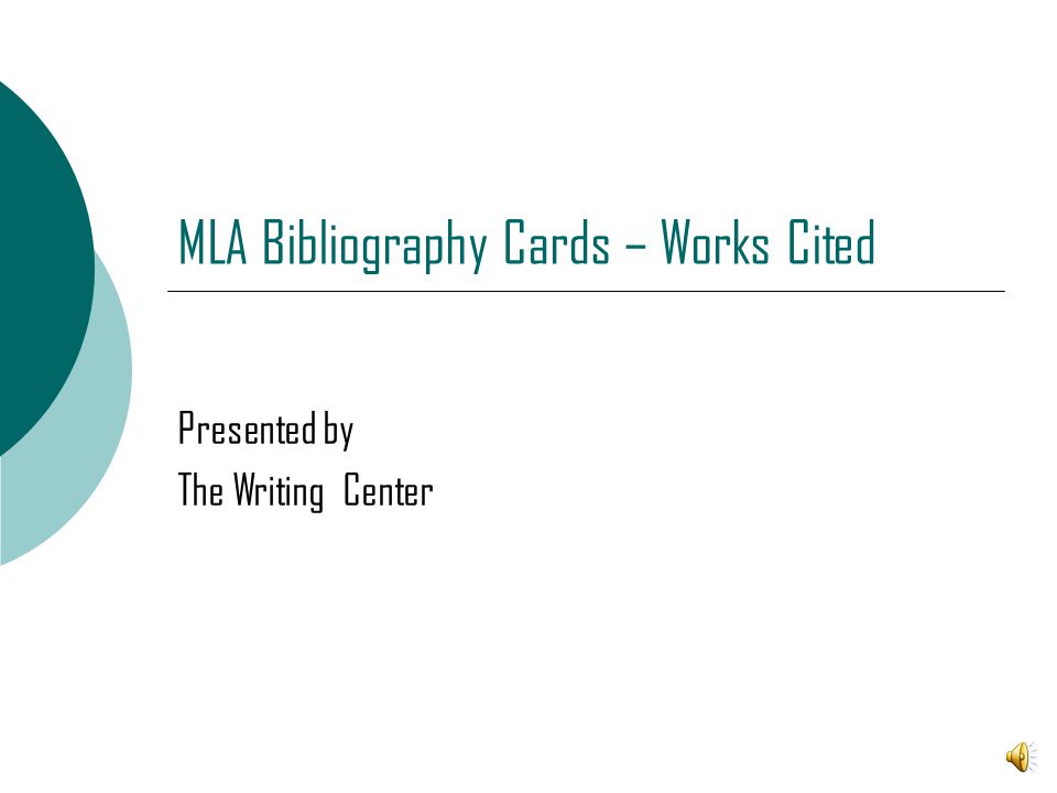 Mla Bibliography Cards – Works Cited Presented By The Writing Center